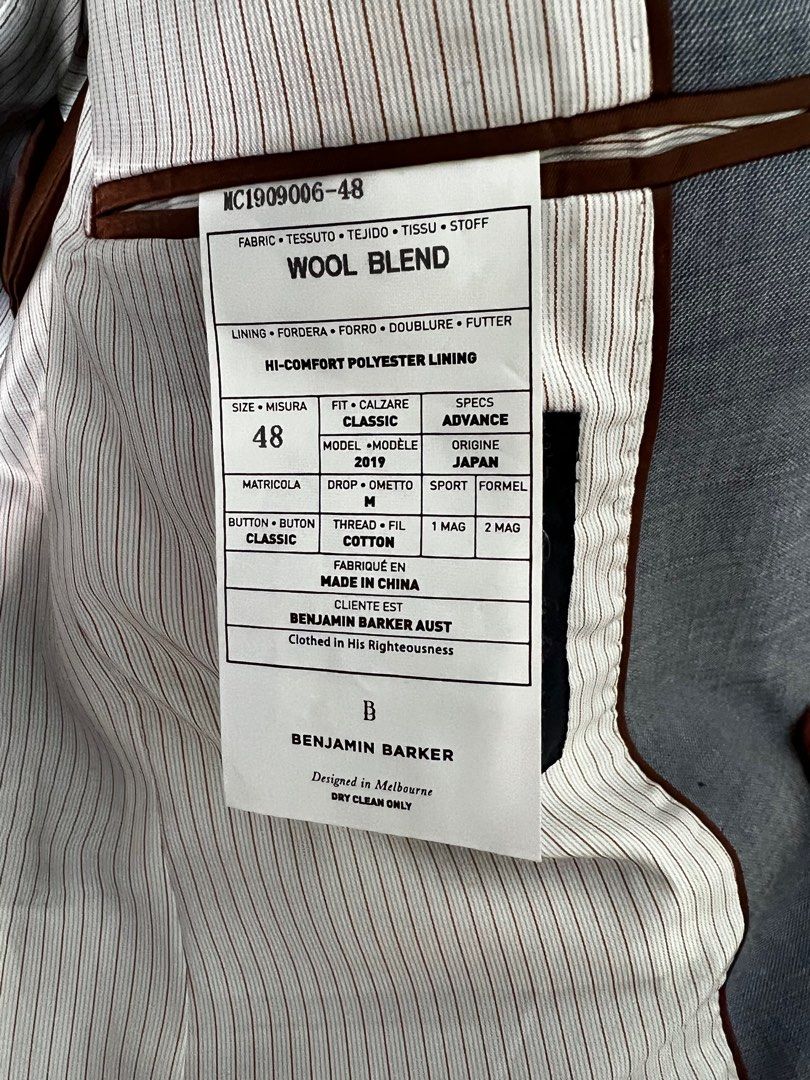 Benjamin Barker Grey Suit (Jacket and Pants), Men's Fashion, Coats ...
