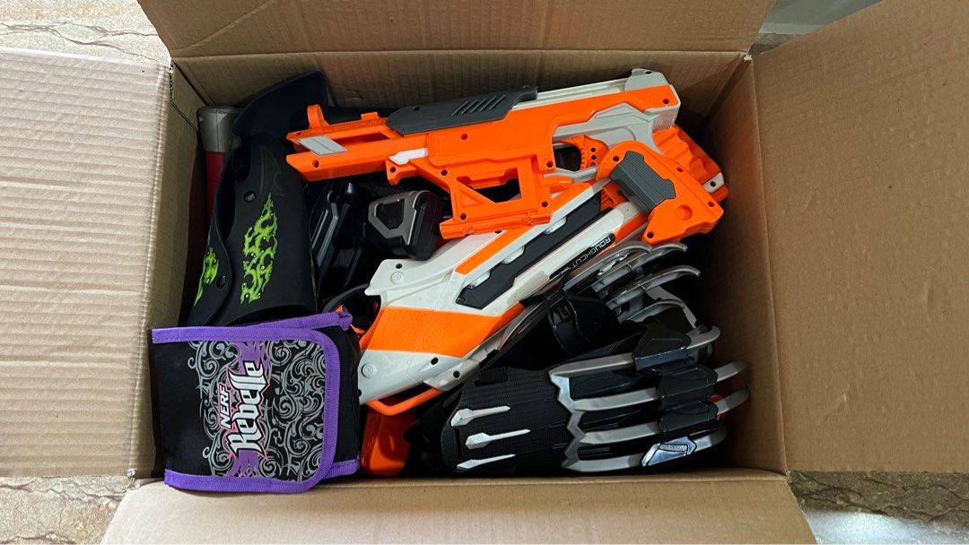 Box of toy guns and swords (2 Boxes), Hobbies & Toys, Toys & Games on ...