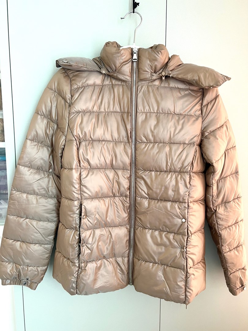 MANGO Winter puffy Jacket in Neutral Beige, Women's Fashion, Coats ...