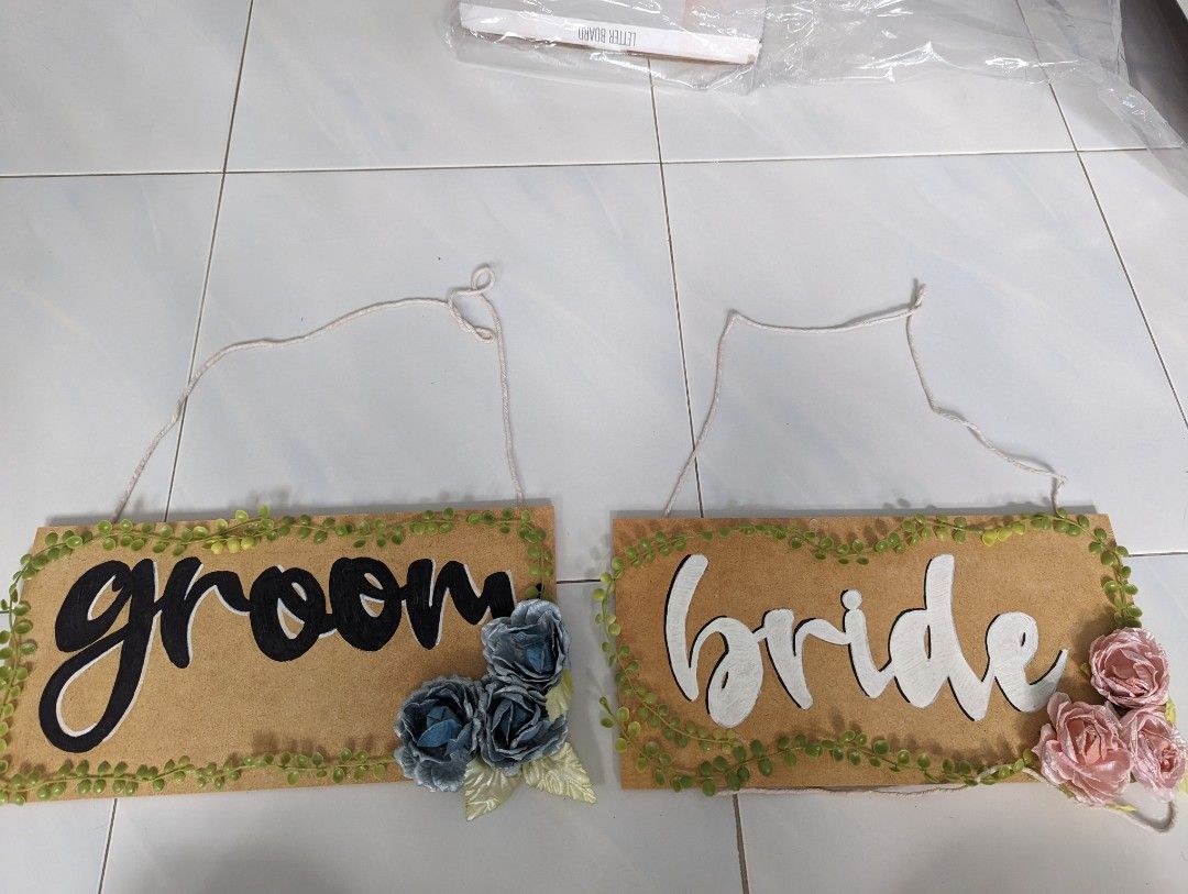 Bride Groom Chair Tag, Furniture & Home Living, Home Decor, Other Home ...