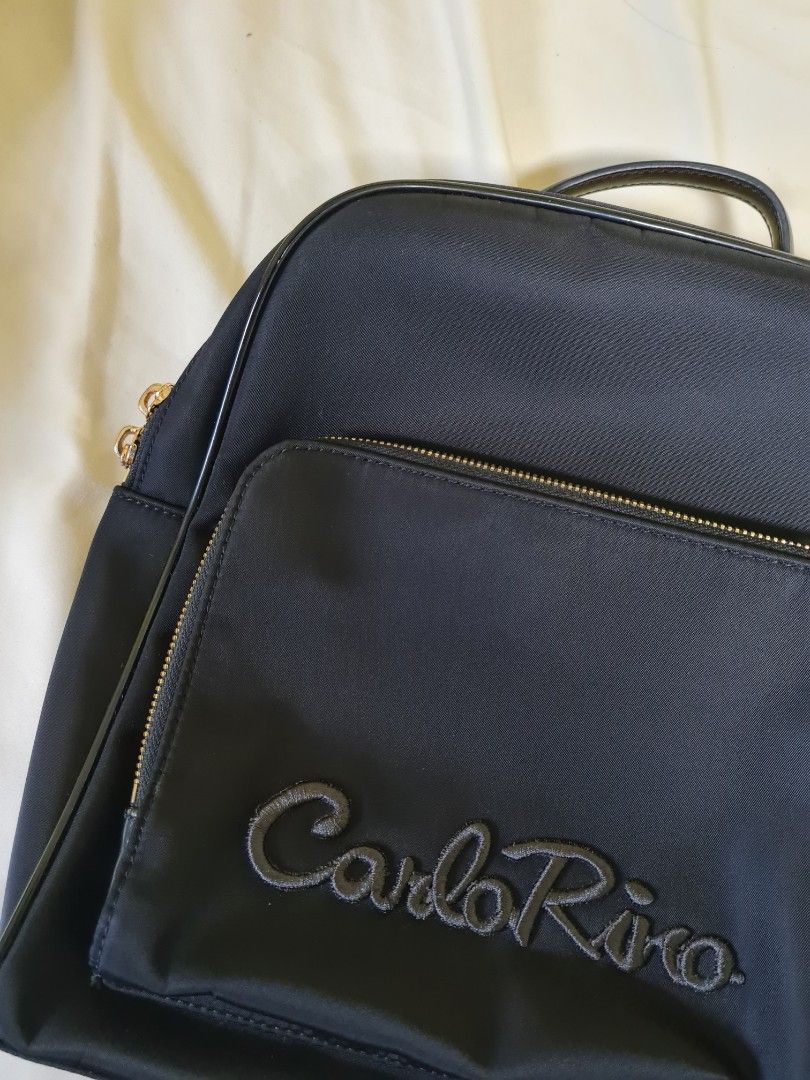Carlo Rino Black Backpack, Women's Fashion, Bags & Wallets, Backpacks ...