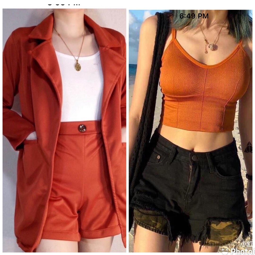 Coord Rust Color with Rust Yoga Bra, Women's Fashion, Dresses & Sets ...