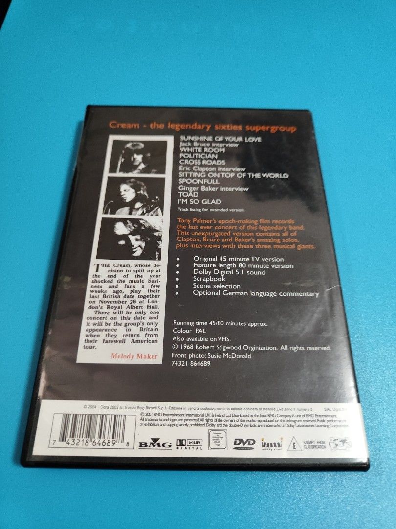 Cream DVD - Farewell Concert Eric Clapton Ginger Baker Jack Bruce, 興趣及 ...