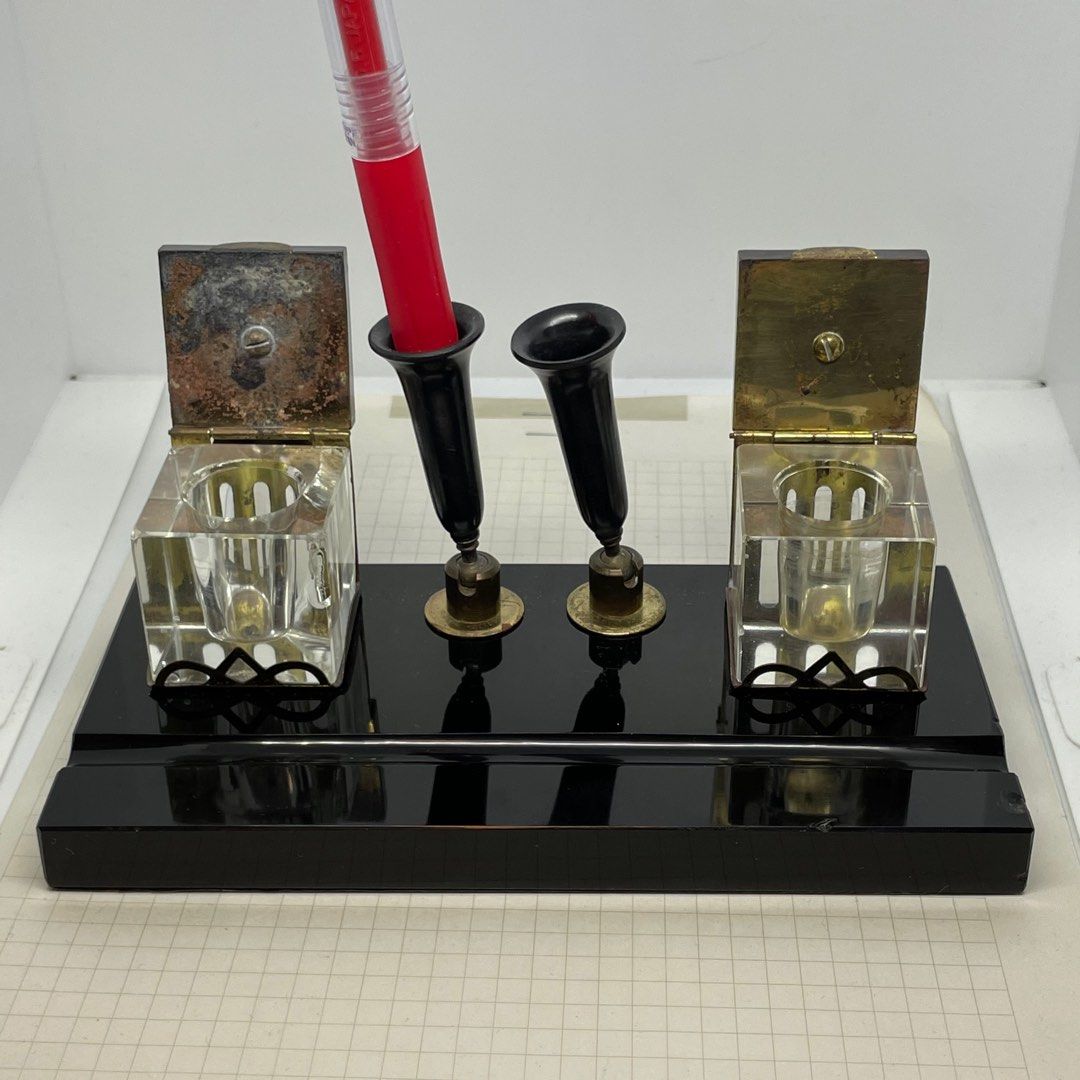 Crystal Glass Pen Holder Ink Well Vintage made in Japan, Hobbies & Toys ...