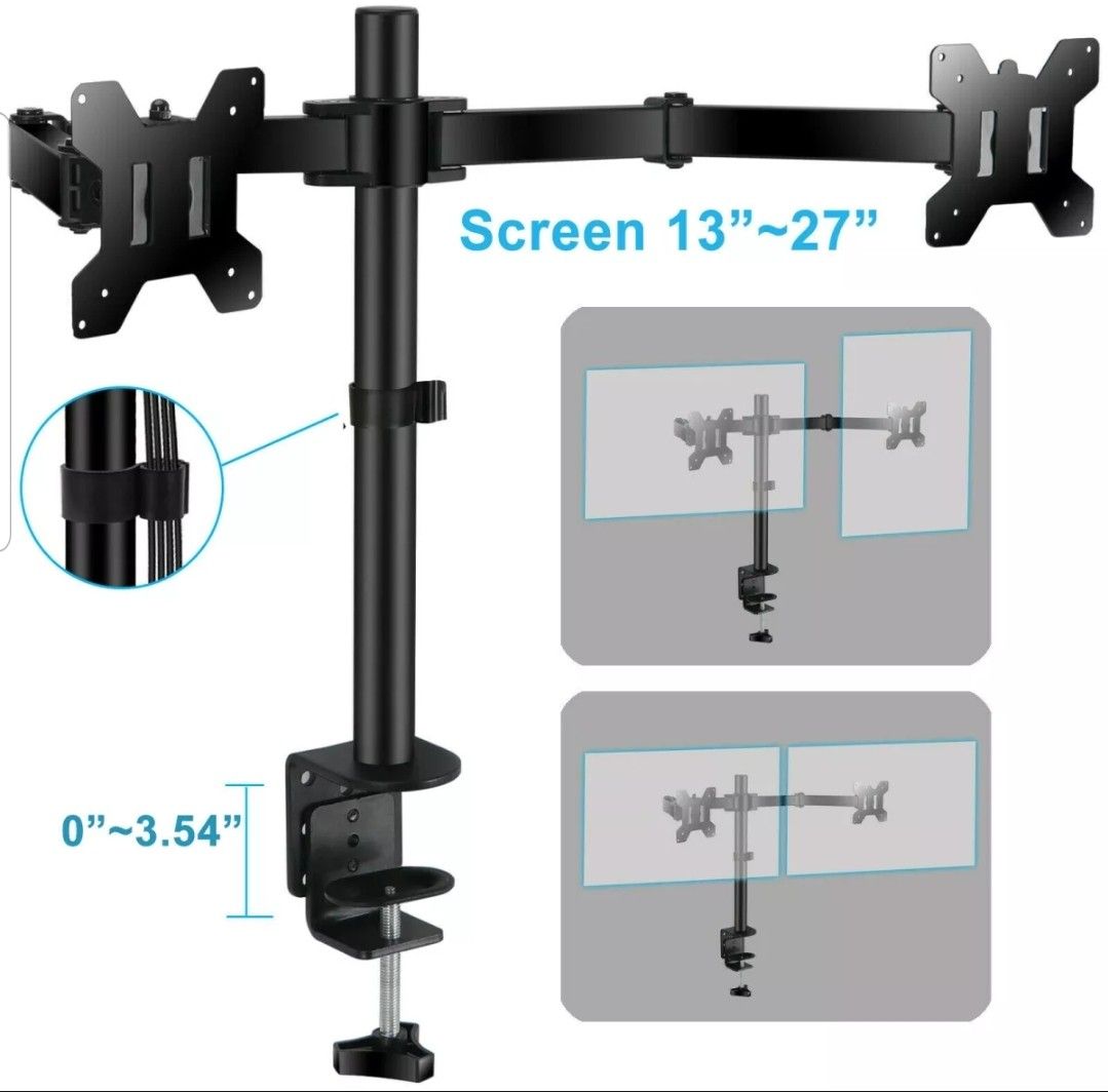 Double Monitor Bracket Mount C-clamp and Grommet Desktop fixture ...