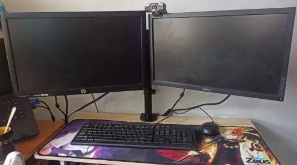 Double Monitor Bracket Mount C-clamp and Grommet Desktop fixture ...