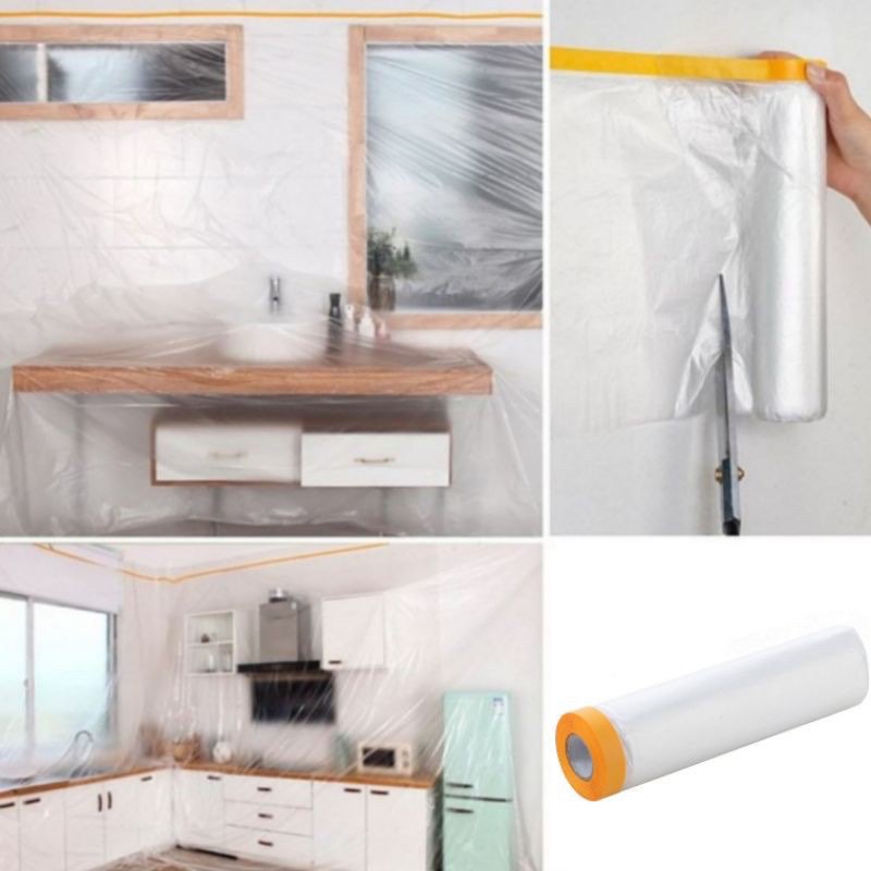 Pre-taped Plastic Drop Sheet for Dust Prevention - 300cm x L20m ...