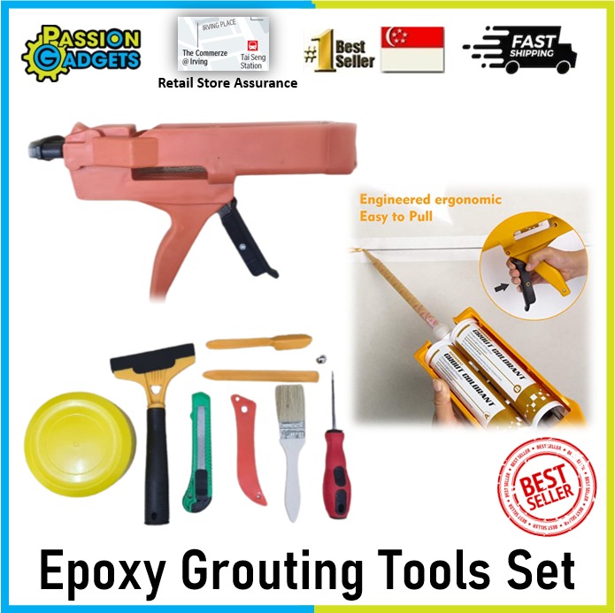 Epoxy grouting tools set with caulking gun dual component applicator ...