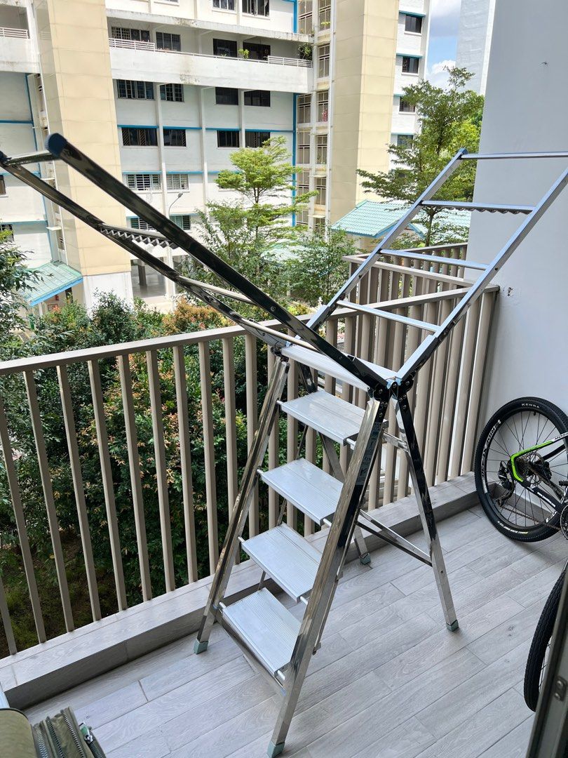 Stainless Steel Foldable Clothes Drying Rack with Ladders, Furniture ...
