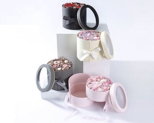 Grey Round Packaging Box for storage for flower arrangement, Hobbies ...