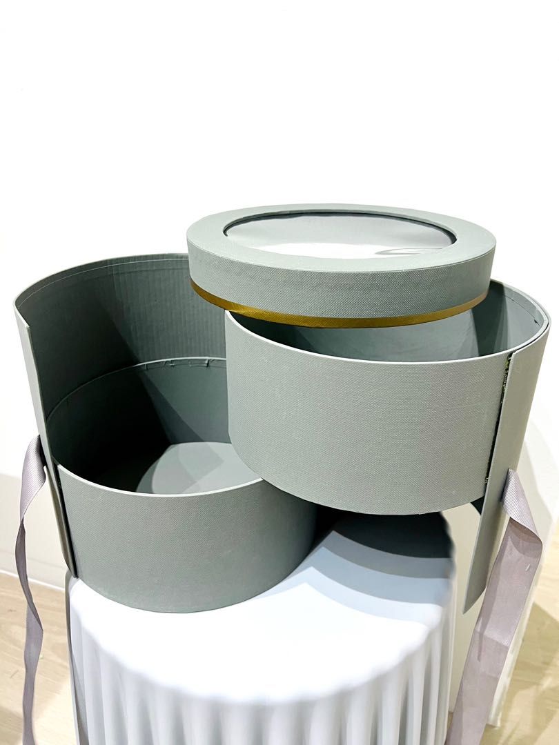 Grey Round Packaging Box for storage for flower arrangement, Hobbies ...