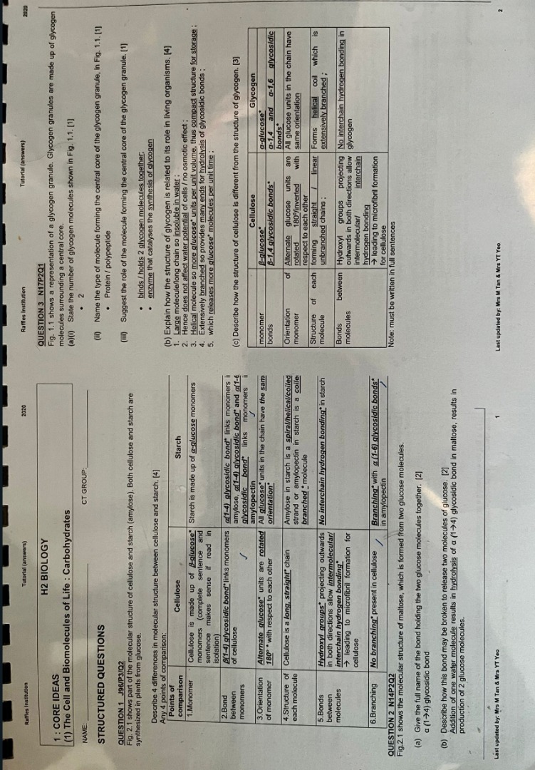 H2 Biology Raffles Institution Answer Key, Hobbies & Toys, Books ...