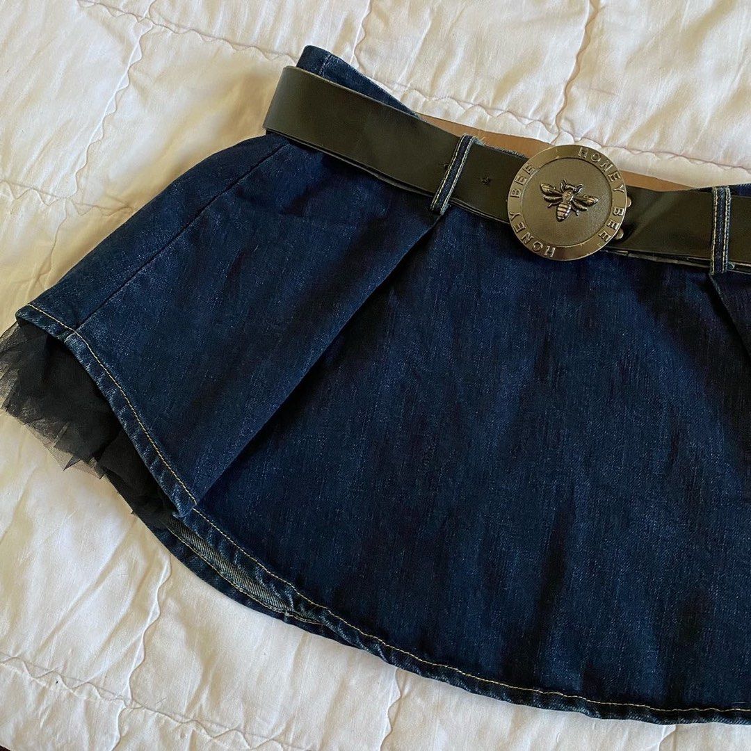 Honeybee denim skirt mico mini, Women's Fashion, Bottoms, Skirts on ...