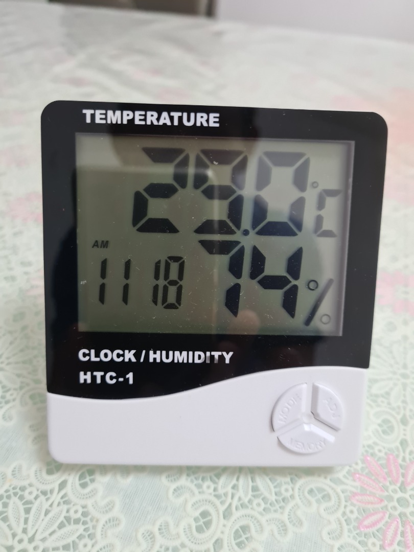 HTC-1 digital Humidity Temperature Clock, Furniture & Home Living, Home ...