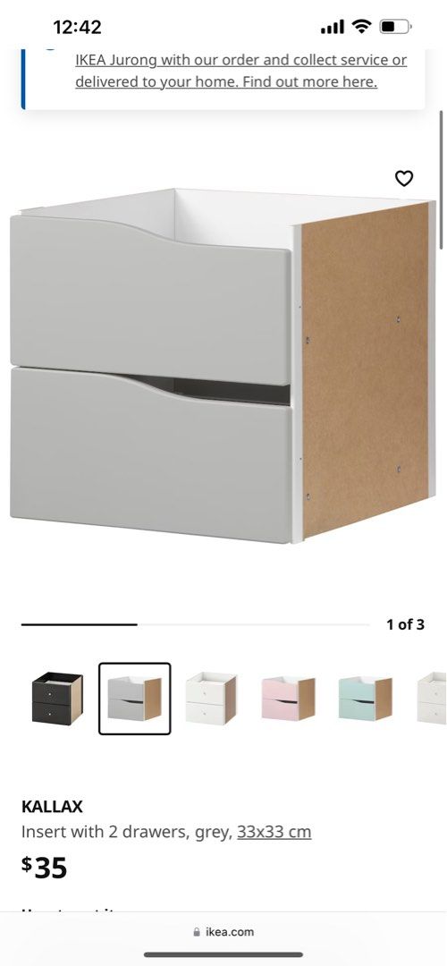 IKEA Kallax drawers insert grey x4, Furniture & Home Living, Furniture ...