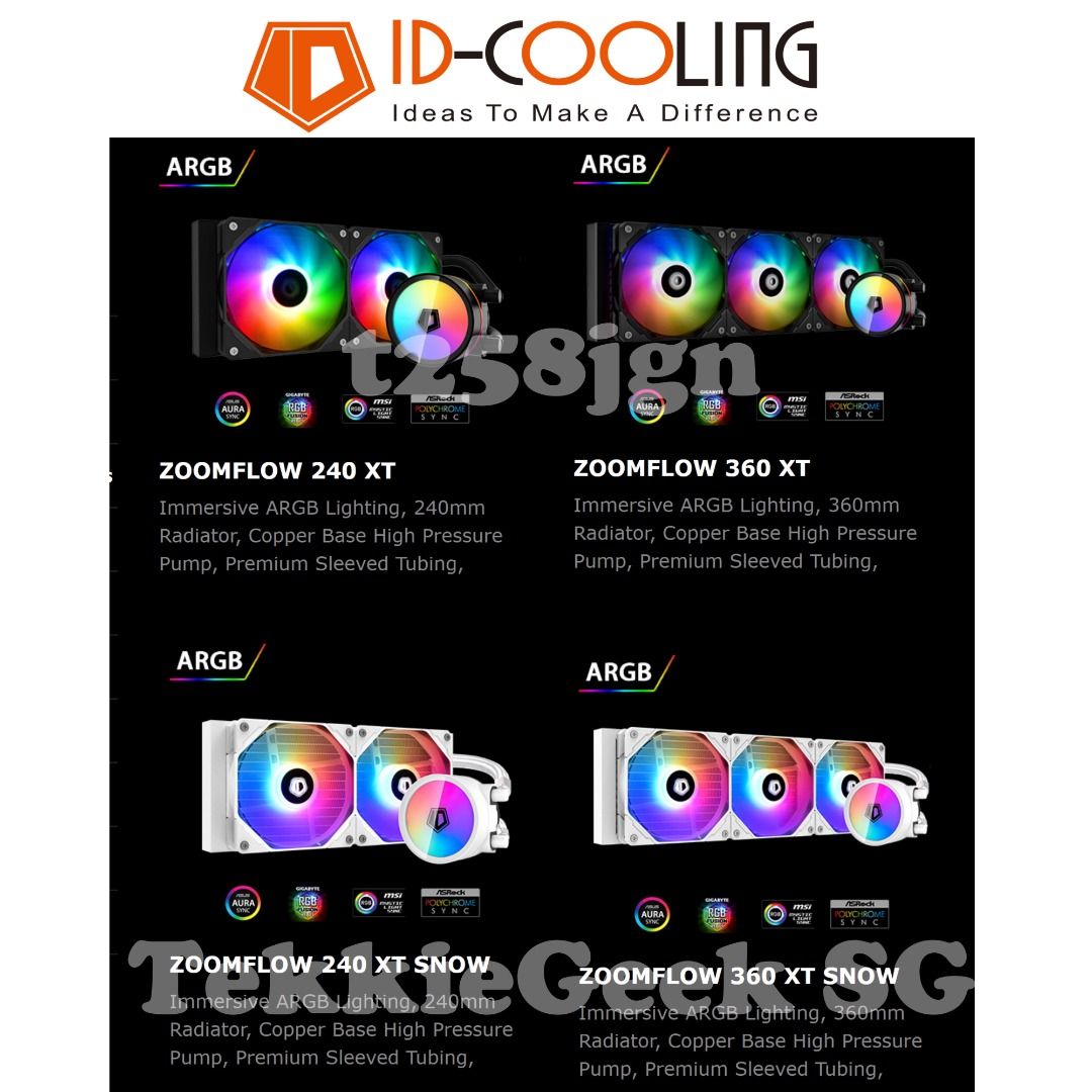 [JANUARY PROMO - READ DESCRIPTIONS] ID-COOLING ZOOMFLOW 240XT / 360 XT / 240 XT SNOW / 360XT ...