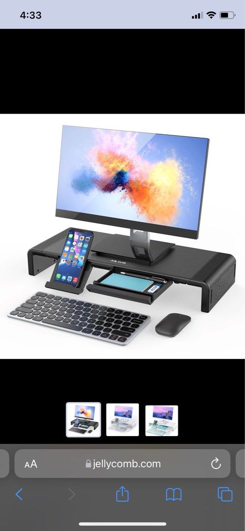 Jelly comb Monitor stand organizer riser foldable adjustable, Computers ...