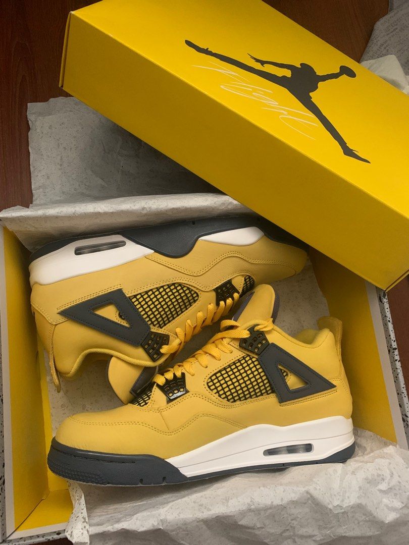 jordan 4 lightning steal , Men's Fashion, Footwear, Sneakers on Carousell