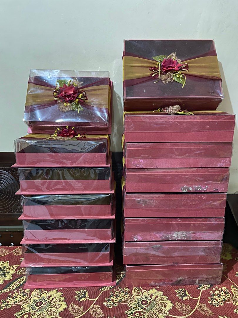 Kotak seserahan box super tebal + tutup mika bunga warna merah maroon ...