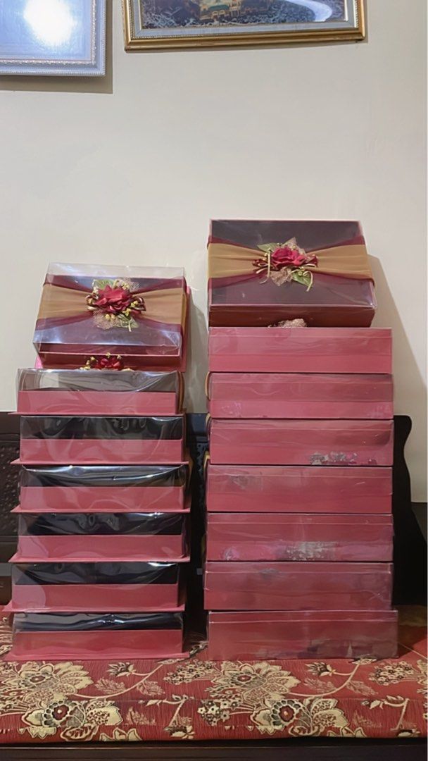 Kotak seserahan box super tebal + tutup mika bunga warna merah maroon ...