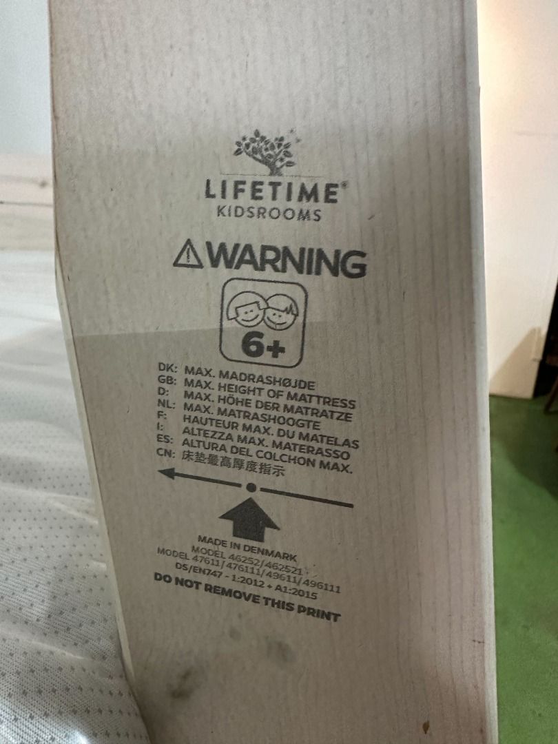 Lifetime Kidsroom Loft Bed with mattress (Made in Denmark), Babies ...