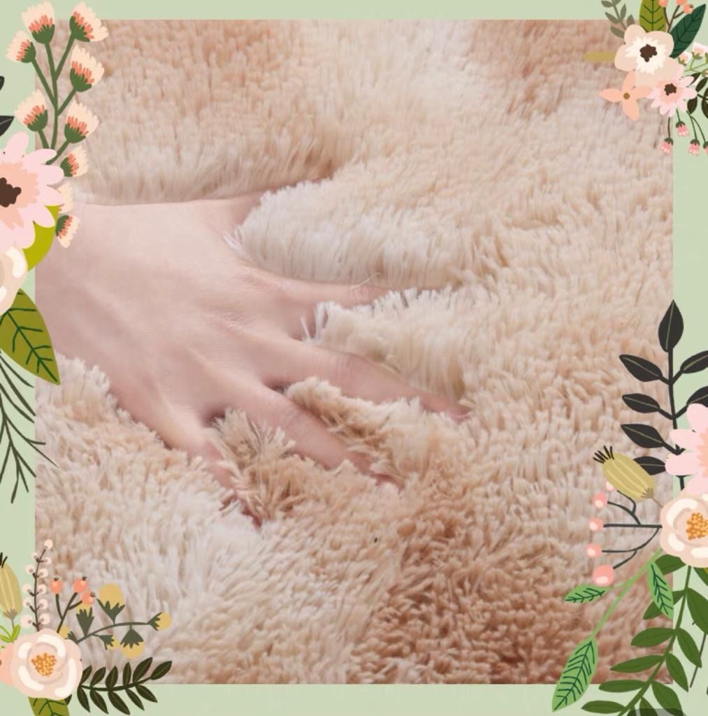 Light Grey Furry Wool Rug/ Carpet with anti slip base design, Furniture ...