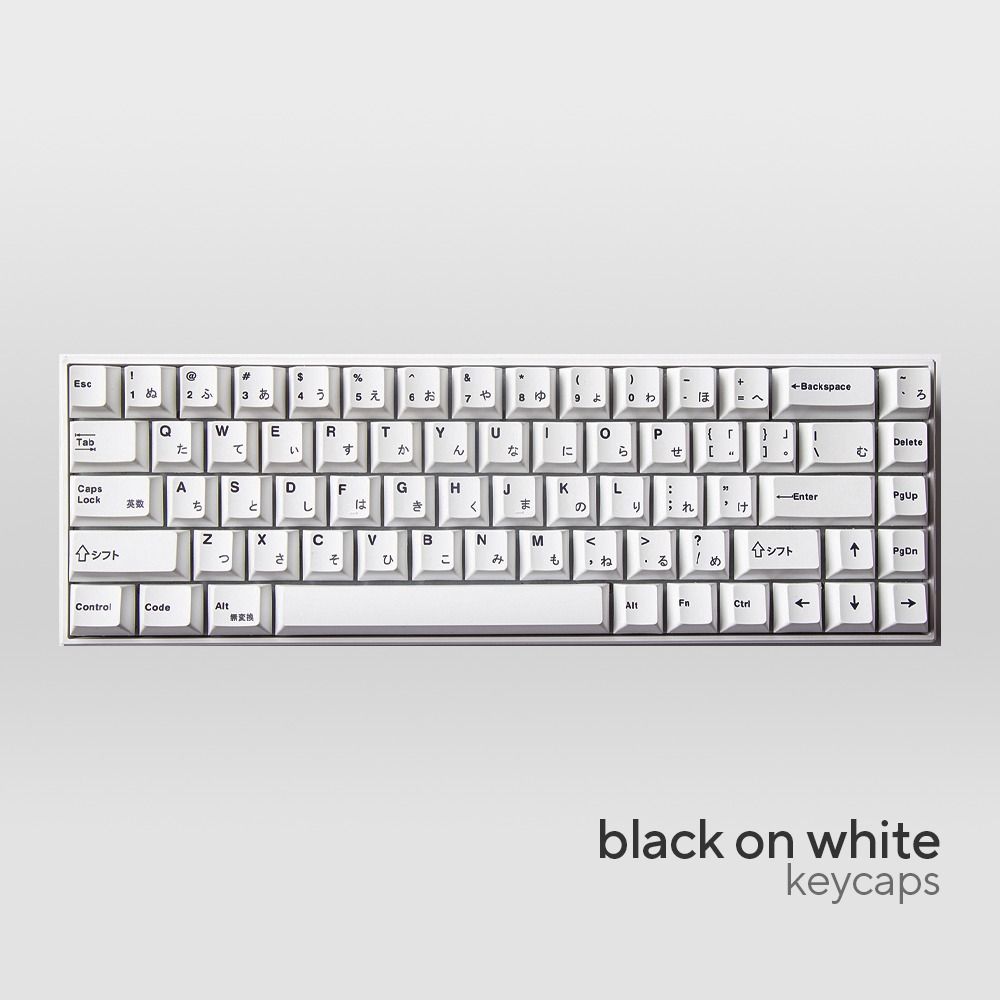 PBT BOW Black on White Japanese Minimalist Hiragana Cherry Keycaps on ...
