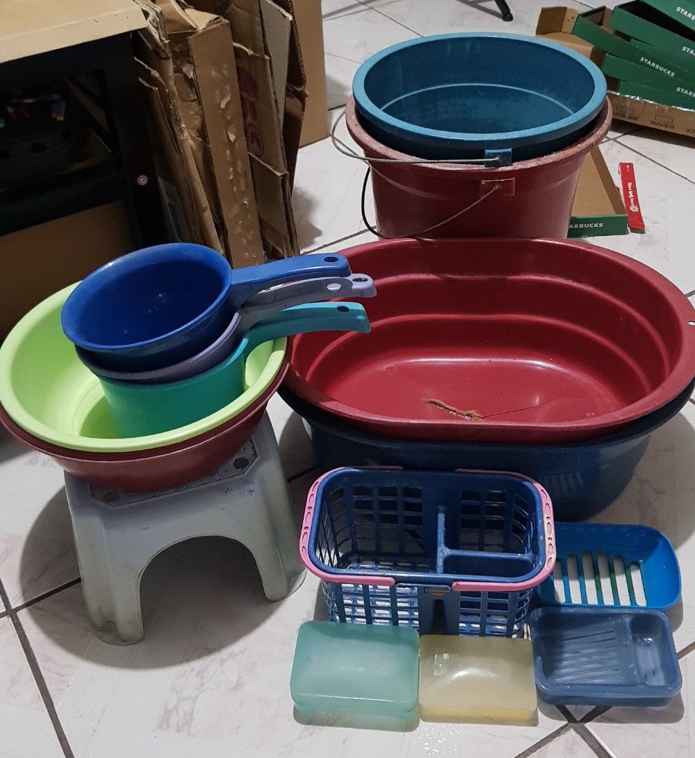 Plastic Pail, Batya, Tabo, Toiletries Basket, Soap Dish and Bench ...