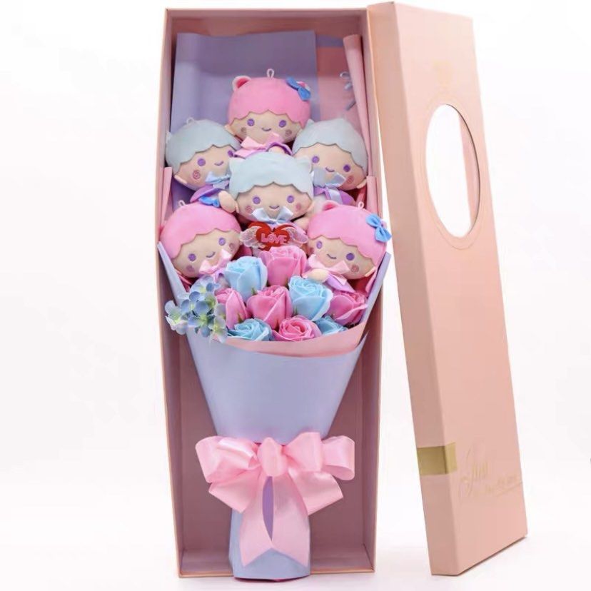 Plush Soap Roses Bouquet in sweet pastel wrapper (Hello Kitty My Melody ...