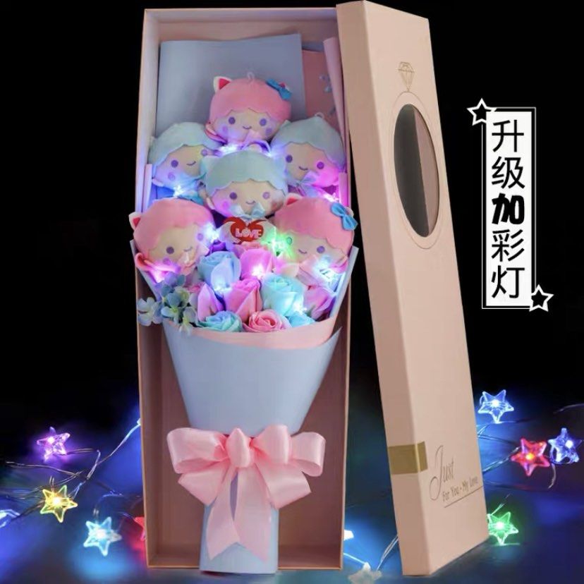 Plush Soap Roses Bouquet in sweet pastel wrapper (Hello Kitty My Melody ...