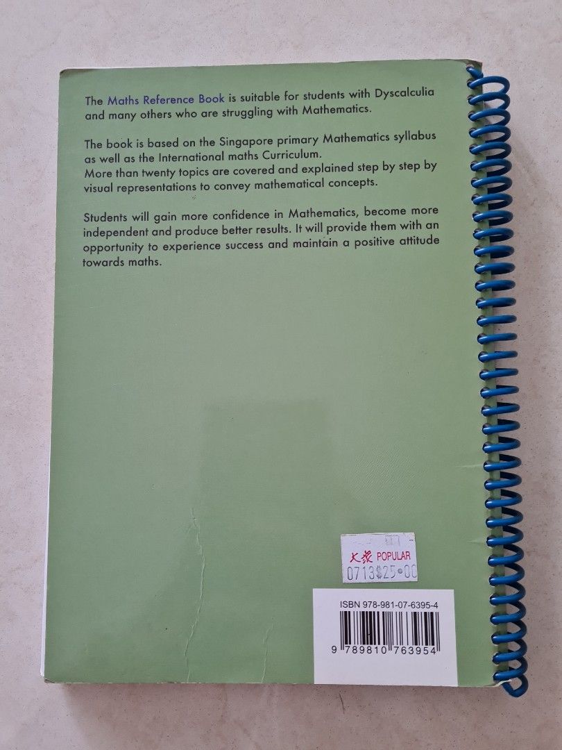 Primary school math reference book special needs, dyslexia, dyscalculia ...