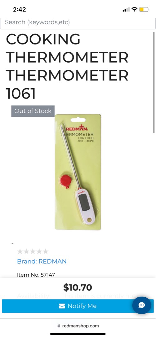 Redman cooking thermometer, TV & Home Appliances, Kitchen Appliances ...