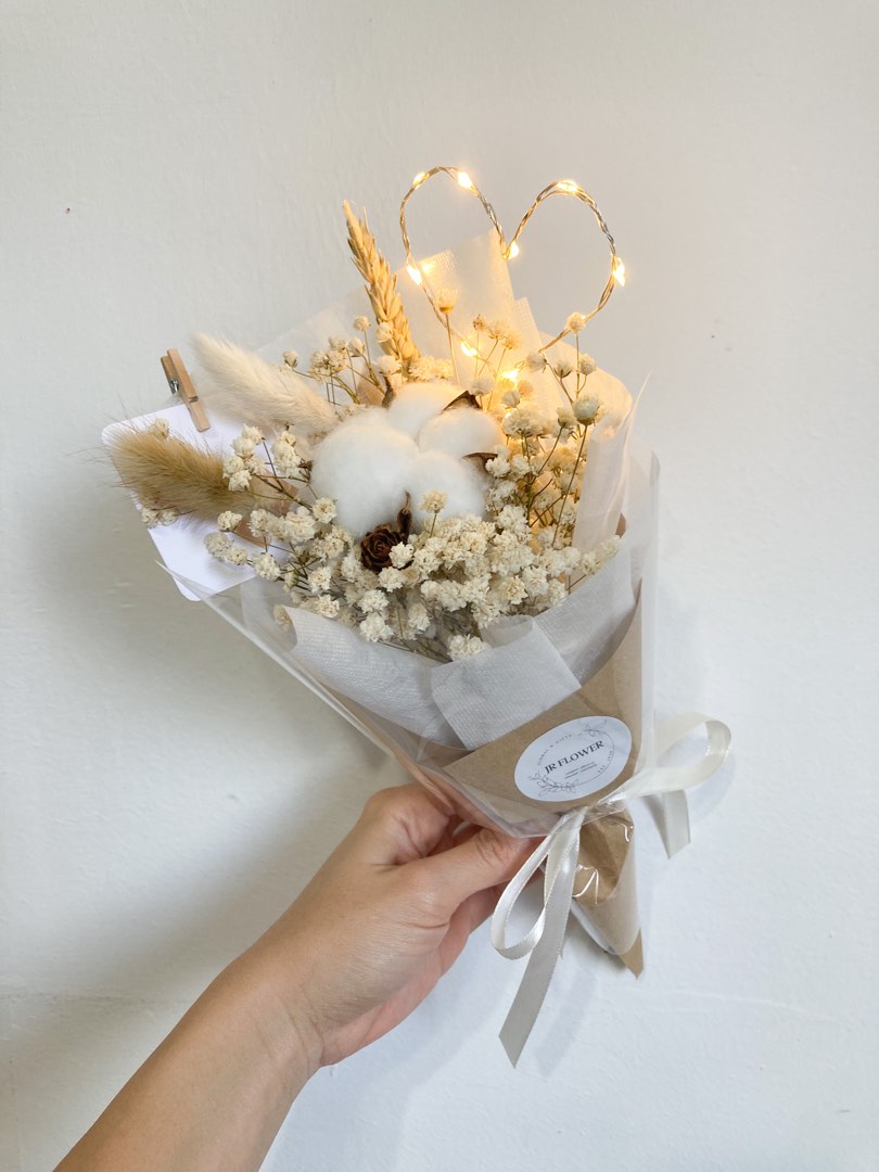 Rustic Design Dried Cotton Flower Bouquet (Ready Stock), Hobbies & Toys ...