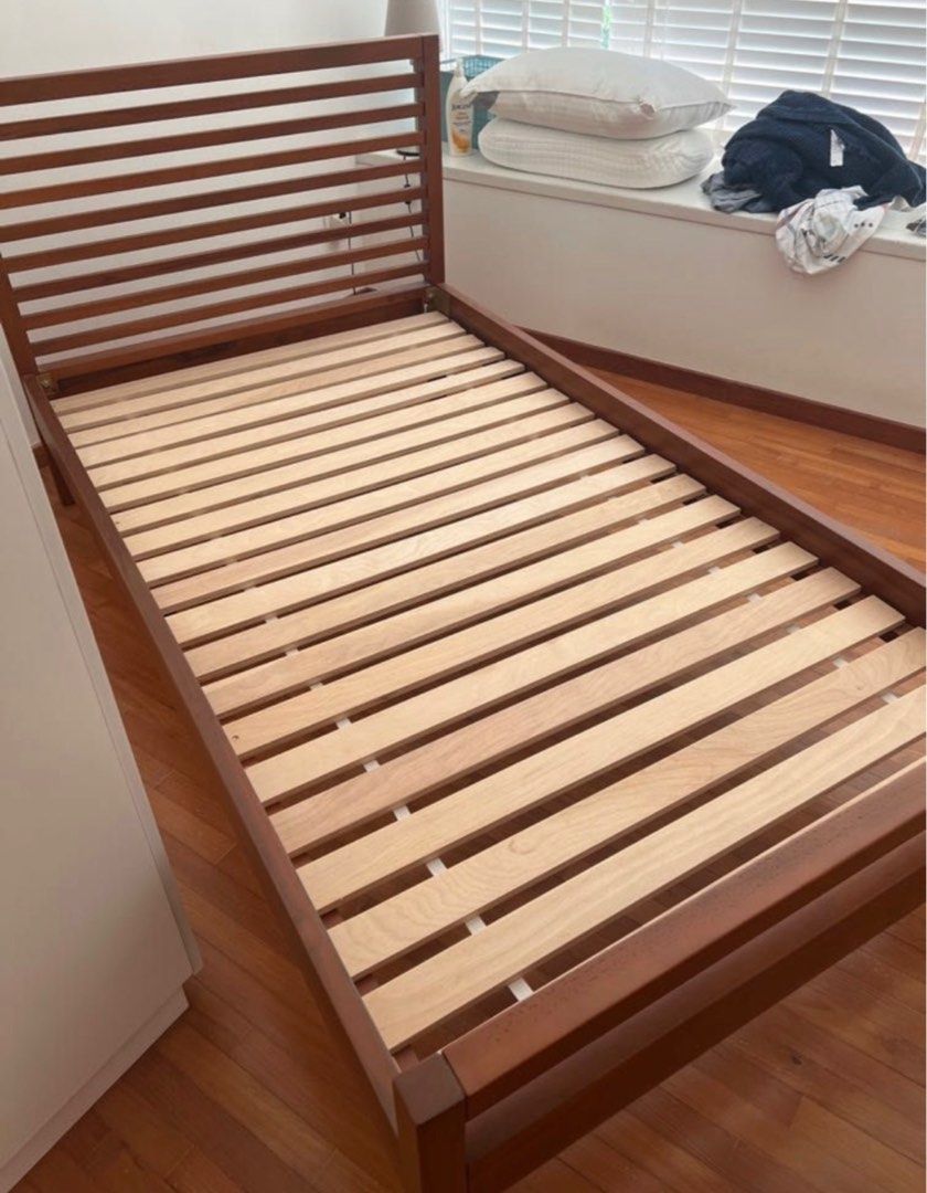 Scanteak super single bed frame, Furniture & Home Living, Furniture ...