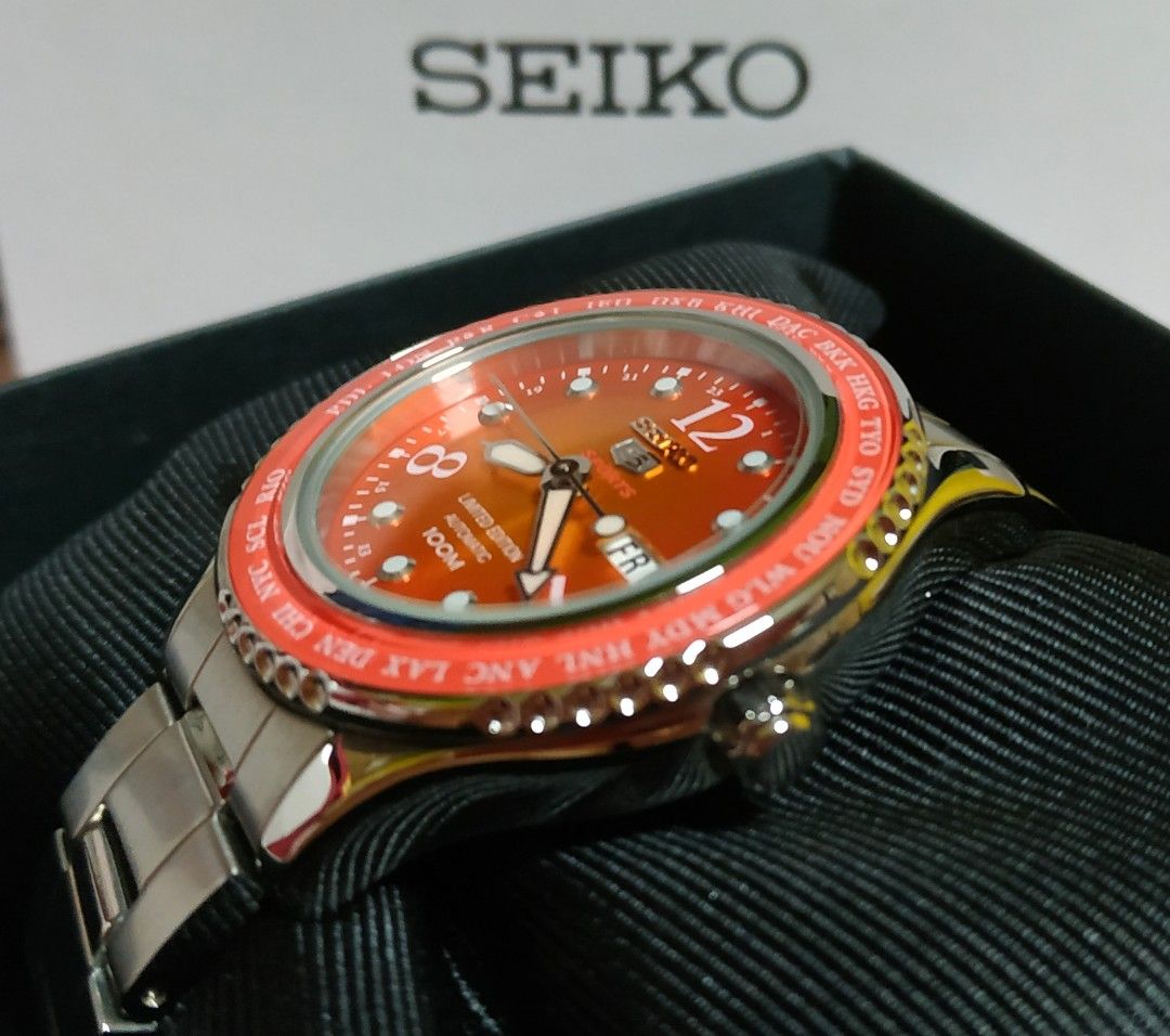 Rare Seiko 5 Orange Gradient Sunburst Dial Automatic Watch, Women's ...