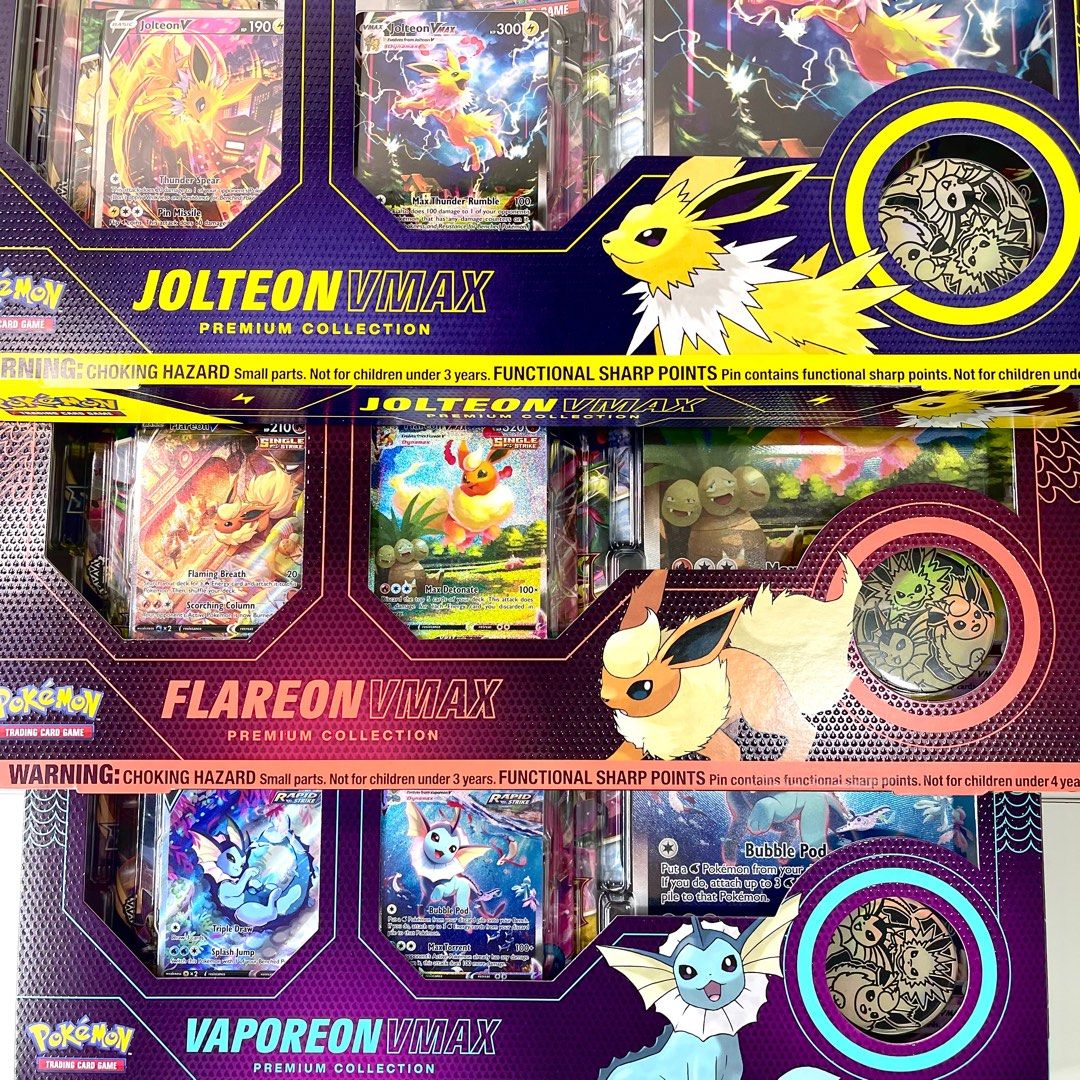 [Set of 3] Pokemon TCG Jolteon, Flareon, Vaporeon VMAX Premium ...