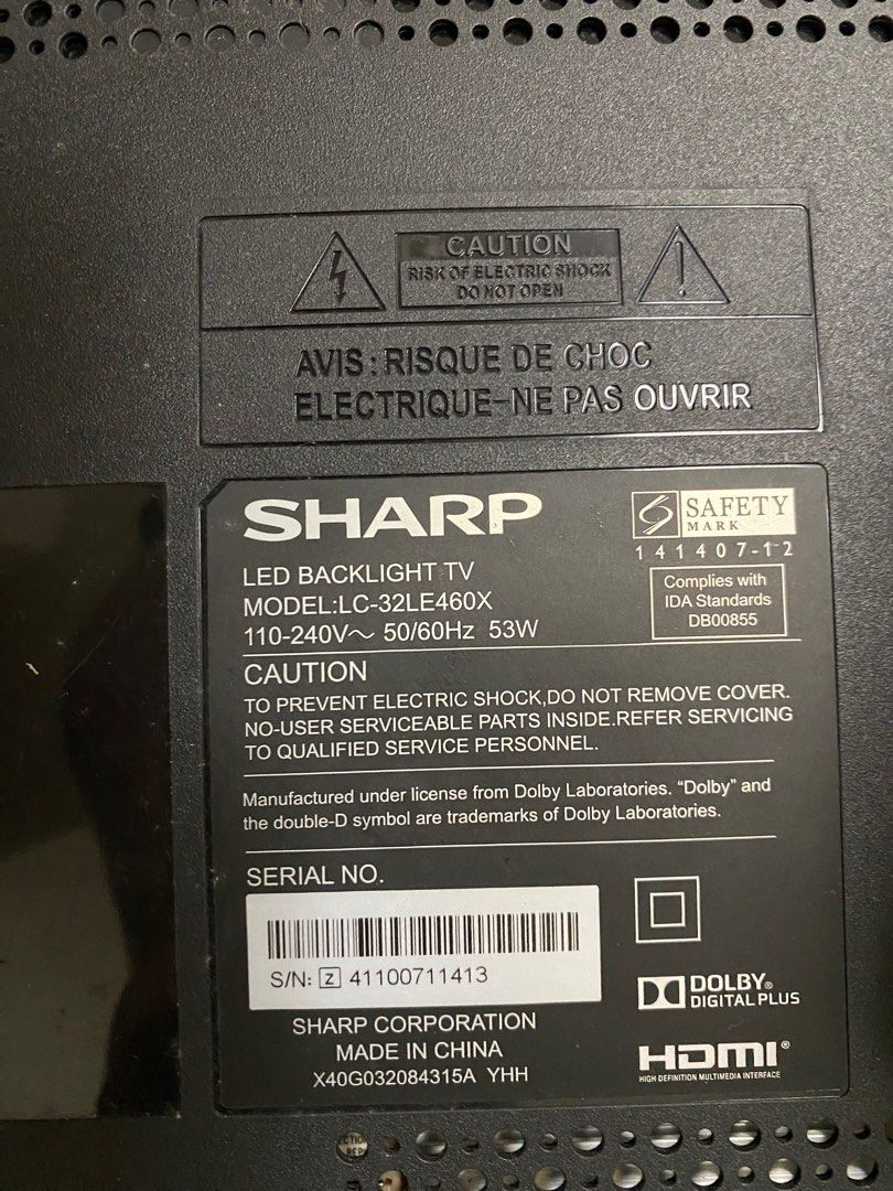 SHARP AQUOS LED BACKLIGHT TV, Model: LC.32LE460X, TV & Home Appliances, TV & Entertainment, TV ...