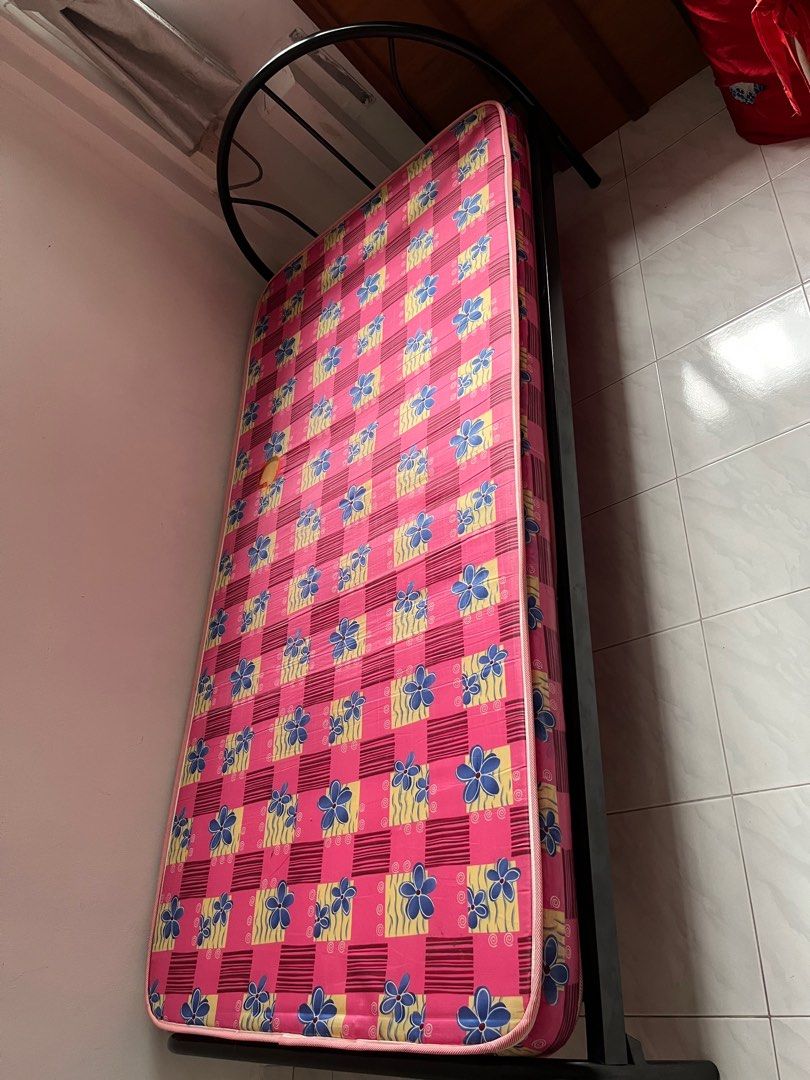 Single bed frame and mattress, Furniture & Home Living, Furniture, Bed ...