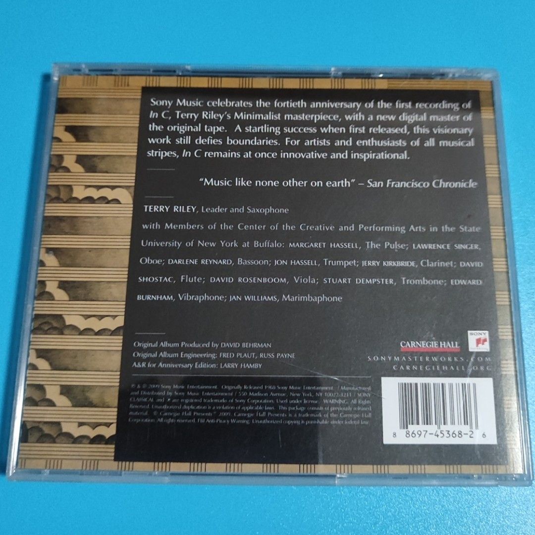 Terry Riley - In C CD minimalism, 興趣及遊戲, 音樂樂器 & 配件, 音樂與媒體 - CD 及 DVD ...