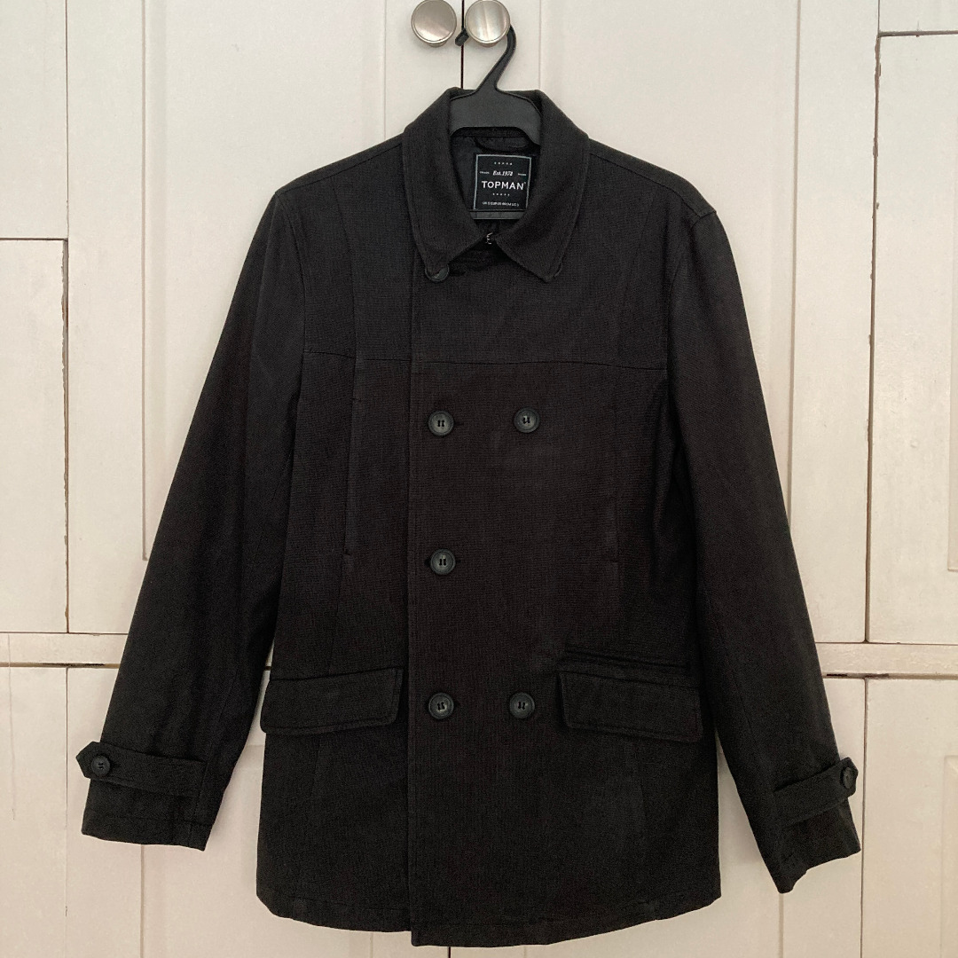 Topman pea coat, Men's Fashion, Coats, Jackets and Outerwear on Carousell
