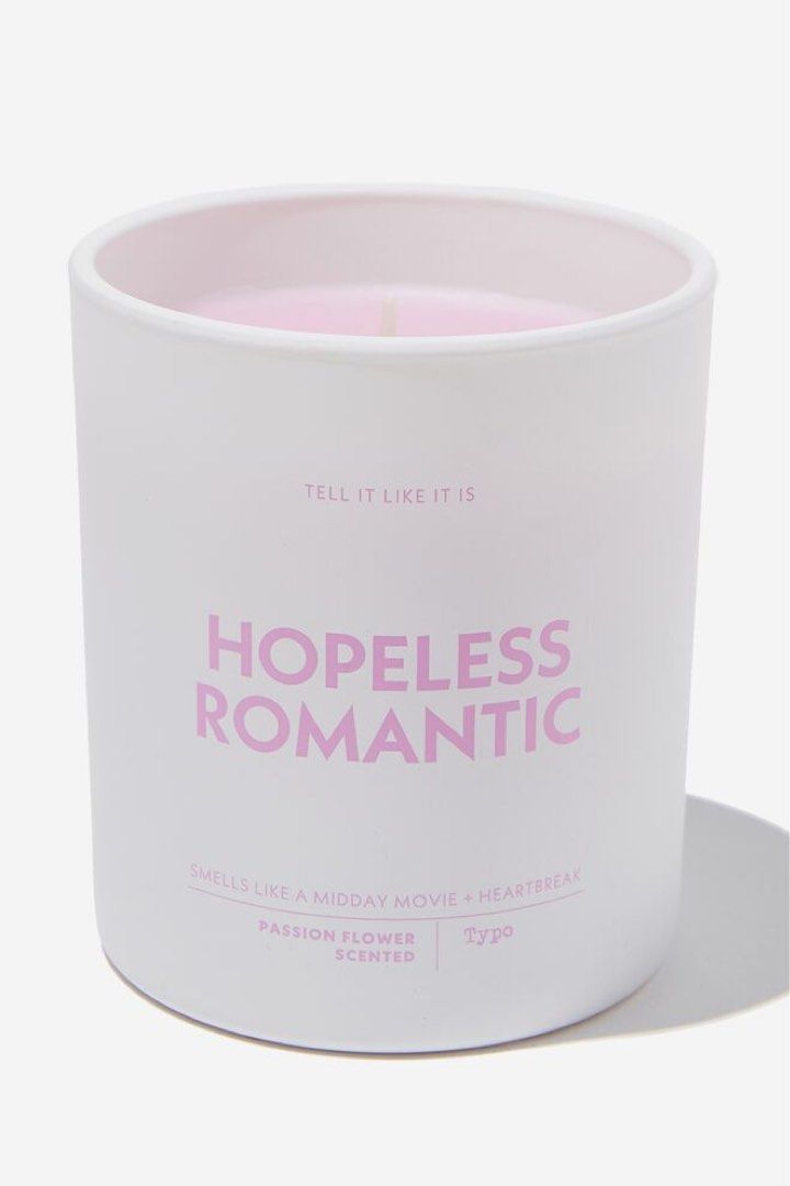 Typo Pale Lavender Hopeless Romantic scented candle, Furniture & Home ...