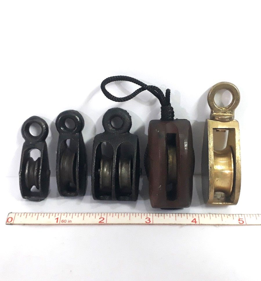 Vintage Marine Wood/Brass & Iron Pulleys, Hobbies & Toys, Collectibles ...