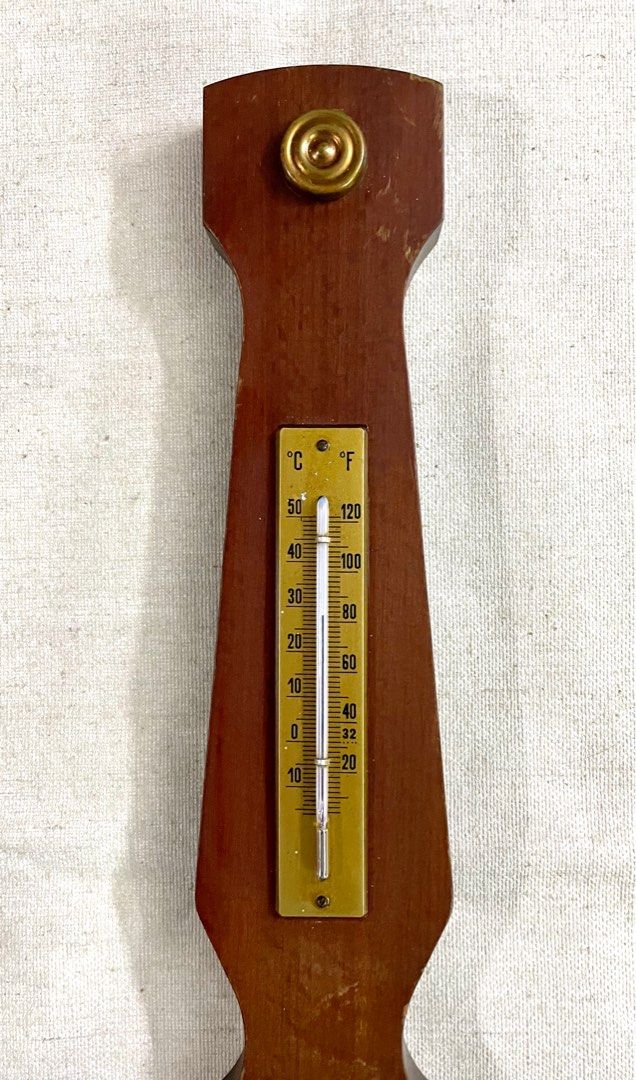 Vintage Wooden FISCHER East German Barometer with Therometer 43cm ...