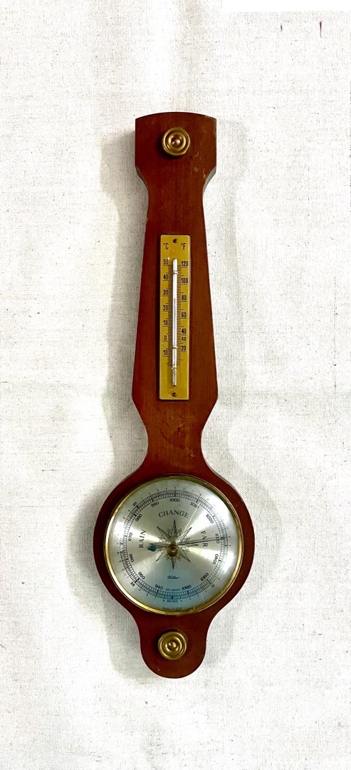 Vintage Wooden FISCHER East German Barometer with Therometer 43cm ...