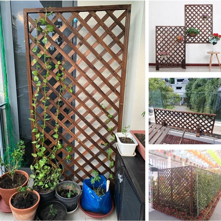 Wooden Mesh Plant Trellis Rack Grid Diamond Design Gardening Hanging ...