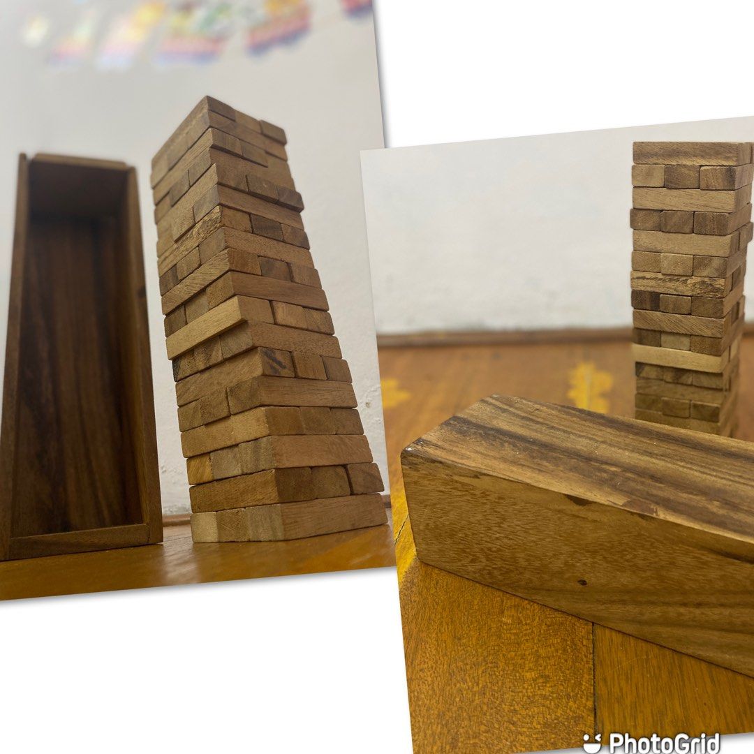 Wooden Stack Games Building Blocks Tumbling Tower Kids Toy, Hobbies ...