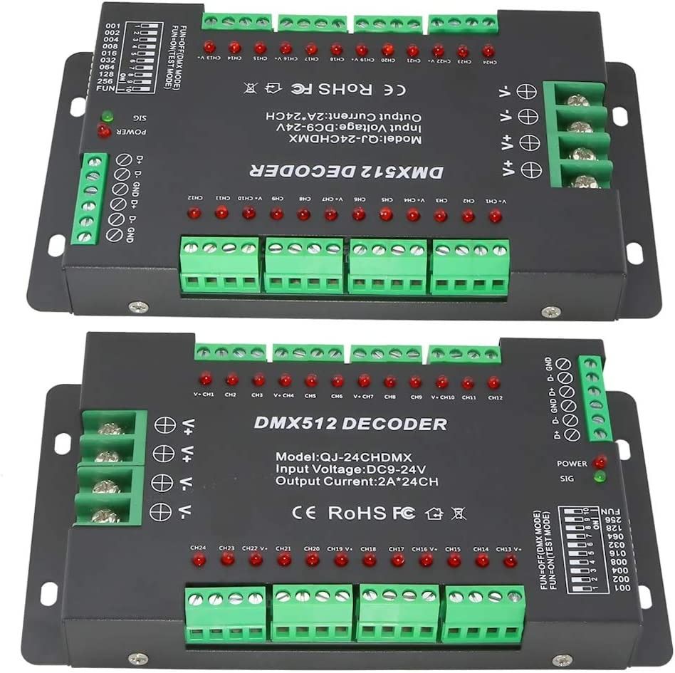 [3483] CHINLY High Power 24 Channel DMX LED Decoder Controller DMX512 Dimmer Driver DC9-24V 2A ...