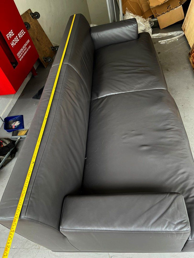 4 seater sofa 2.4m full leather, Furniture & Home Living, Furniture ...