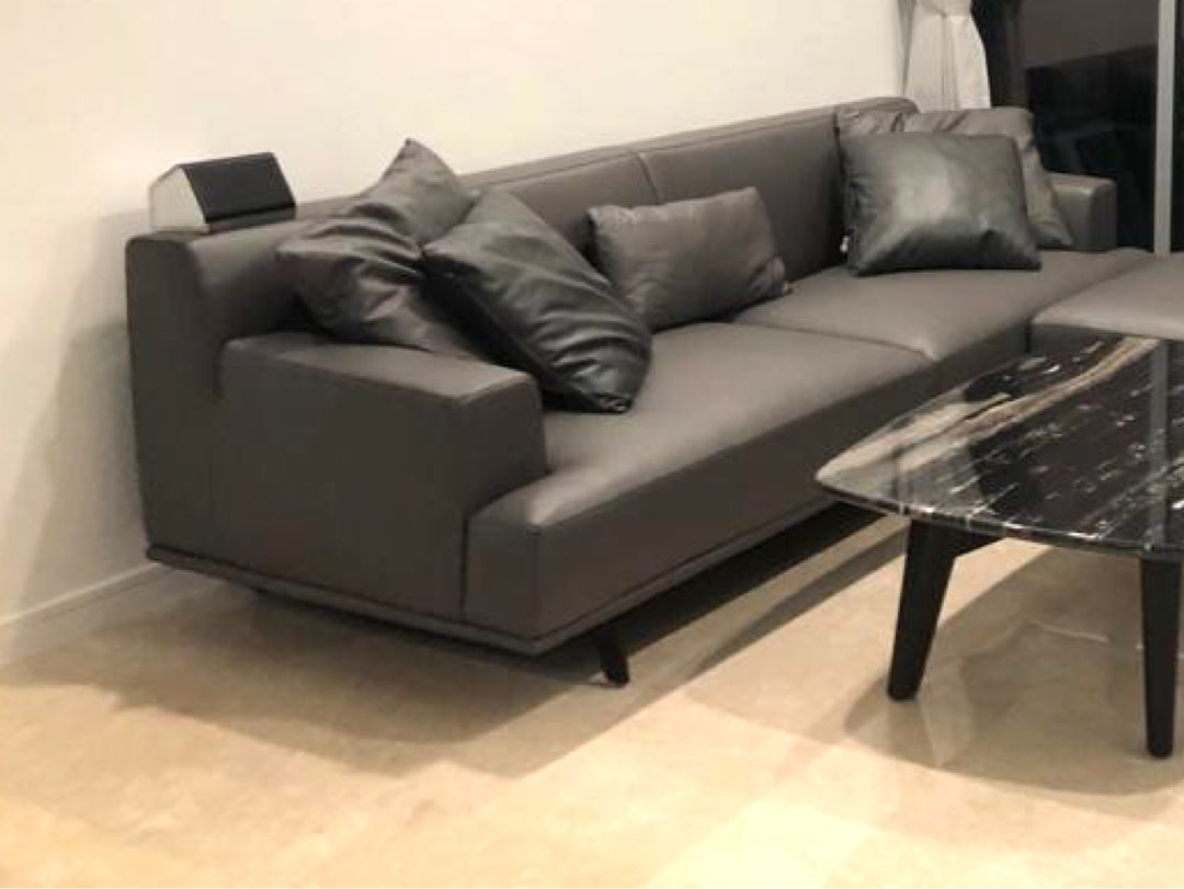 4 seater sofa 2.4m full leather, Furniture & Home Living, Furniture ...