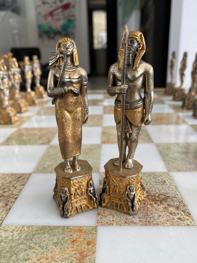Antique Egyptian Full Iron Chess Set, Hobbies & Toys, Memorabilia ...